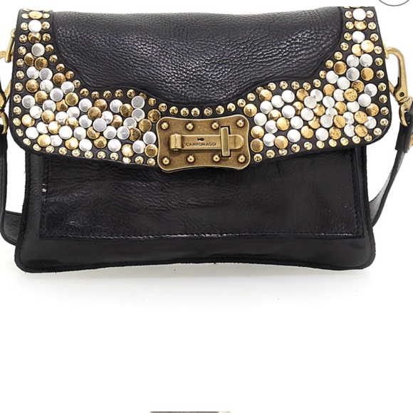 Campomaggi | Bags | Campomaggi Agnese Black Leather Bag With Gold ...